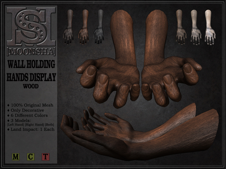 Second Life Marketplace - [MoonSha] Wall Holding Hands Display - Wood